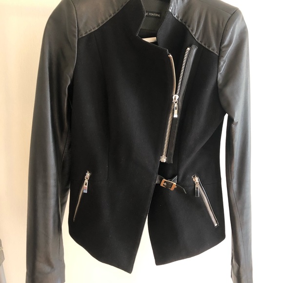 Anne Fontaine | Jackets & Coats | Anne Fontaine Leather And Wool Jacket ...